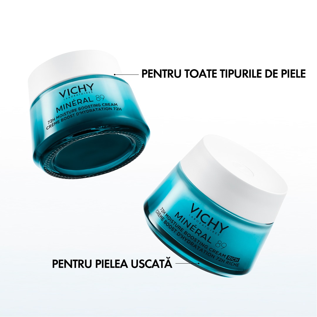 Crema intens hidratanta 72H, Vichy Mineral 89 cu acid hialuronic și ...