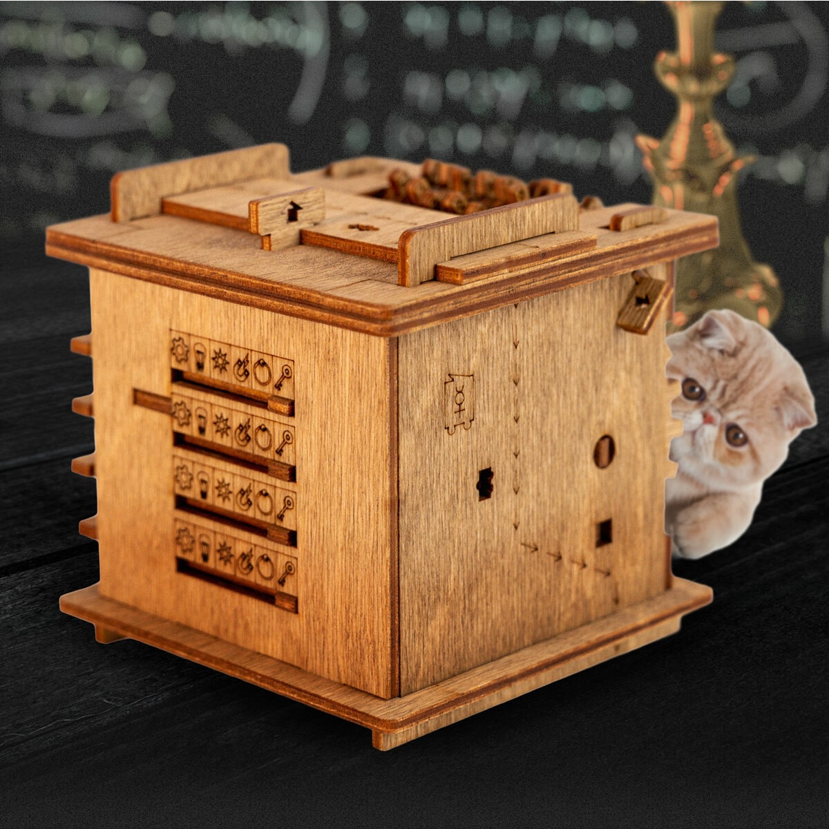 Fa puzzle Idventure Cluebox szabaduló szoba dobozban Schrodinger ...