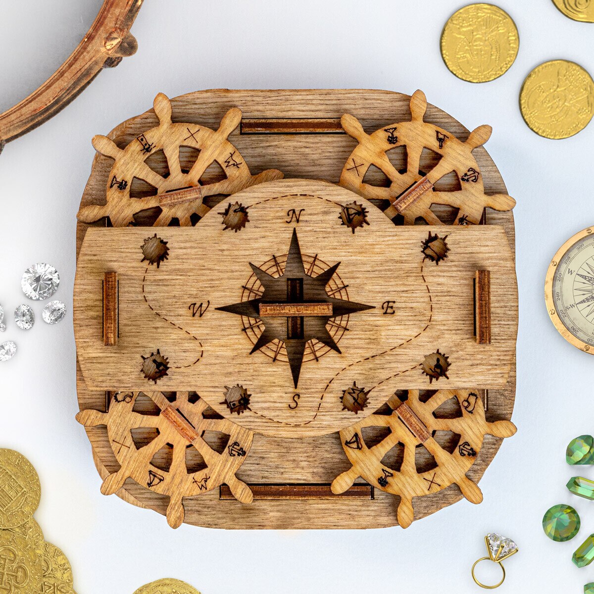 Puzzle din lemn Idventure Cluebox Escape Room in a Box Davy Jones ...