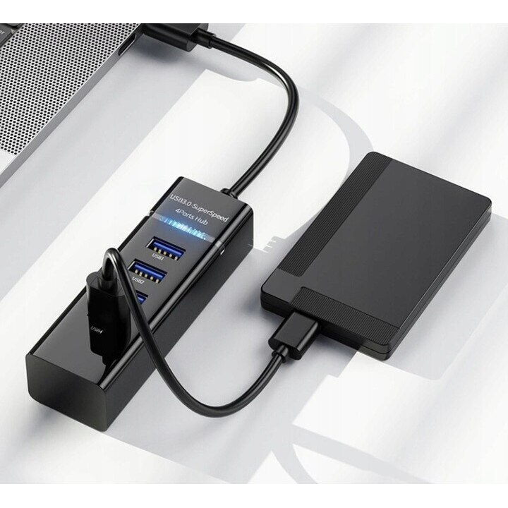 Hub cu 4 Porturi USB 3.0, 5 Gbps, LED Indicator, Compact - eMAG.ro