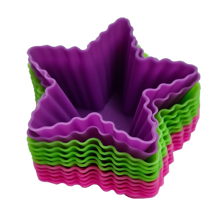 Set 48 forme din silicon sub forma de Stea pentru Savarine, Tarte ...