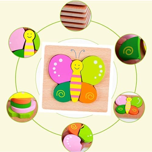 Set 6 Puzzle-uri pentru copii mici, Lemn, 12 luni+, Multicolor - eMAG.ro