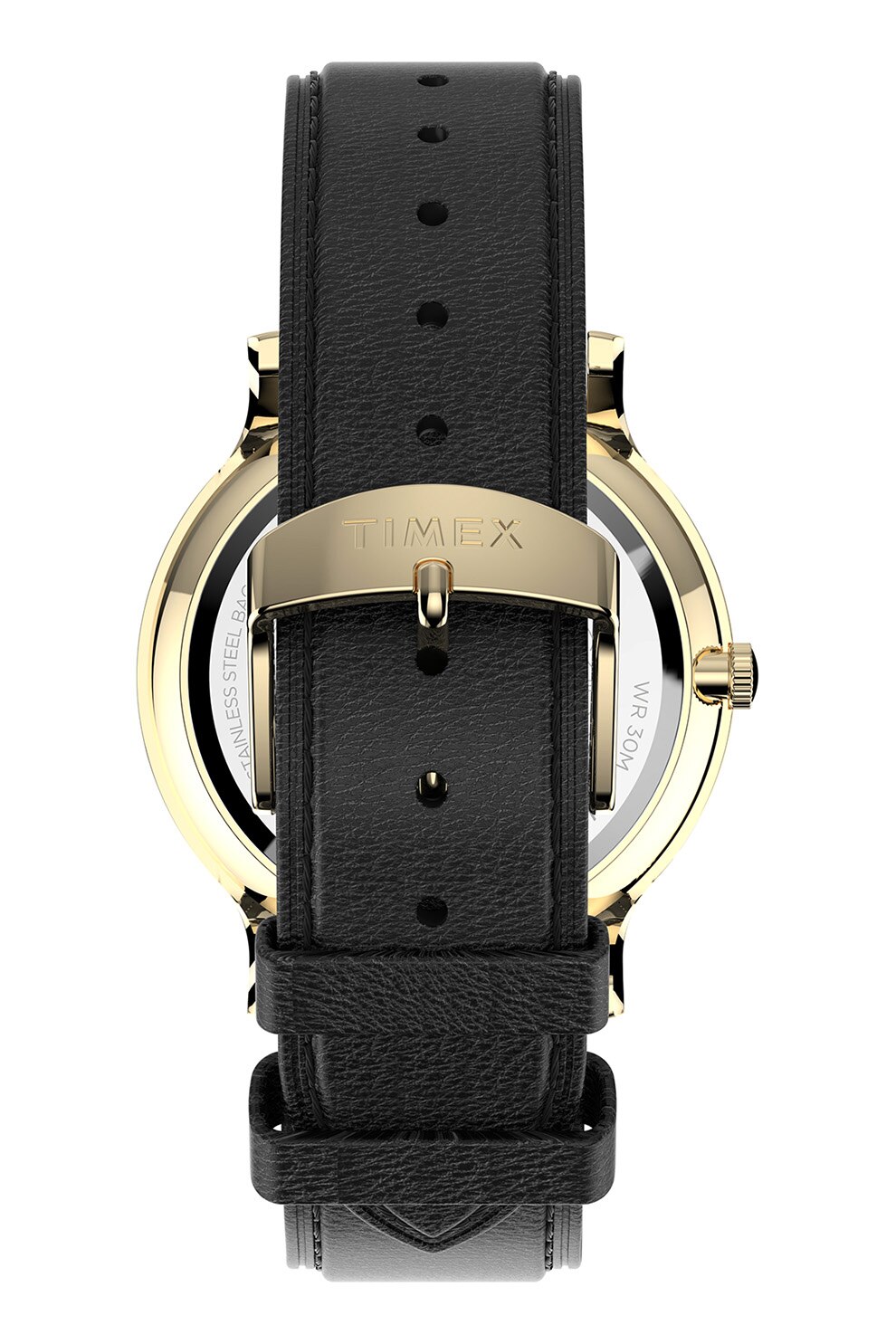 Timex, Часовник с кожена каишка, 40 мм, Златист, Черен - eMAG.bg