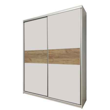 Dressing cu usi culisante, Alb/Stejar Gold, H240 x L140 x A60 cm, PAL ...