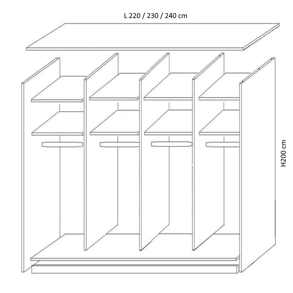 Dressing cu usi culisante, Alb/Stejar Gold, H200 x L240 x A60 cm, PAL ...