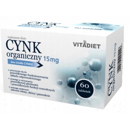 Supliment alimentar, VitaDiet Zinc organic 15mg, 60 tablete - eMAG.ro