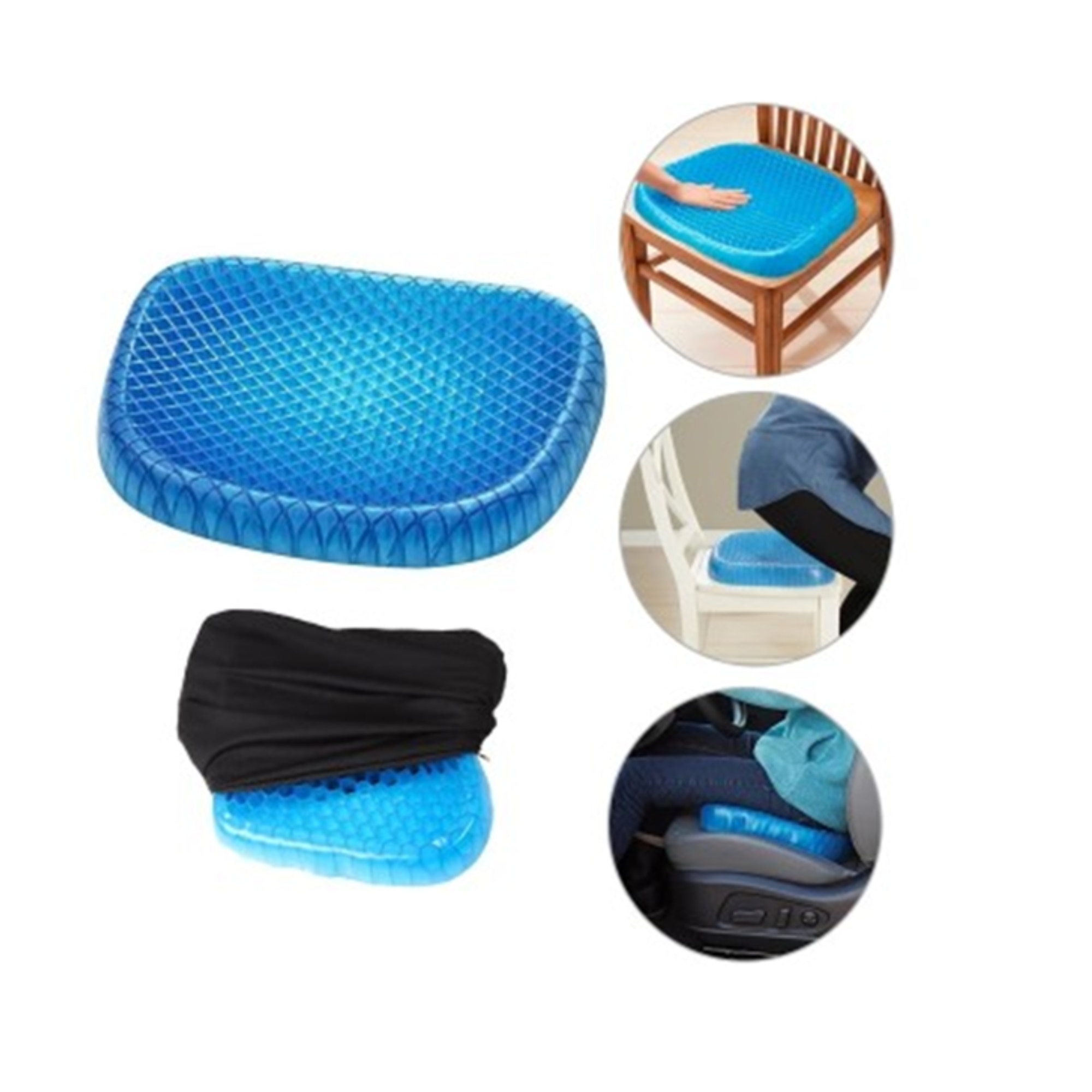 Perna anatomica din silicon pentru scaun cu husa neagra 38*30*3 - eMAG.ro
