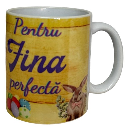 Cana personalizata "Pentru Fina Perfecta", model paste, 330 ml - eMAG.ro