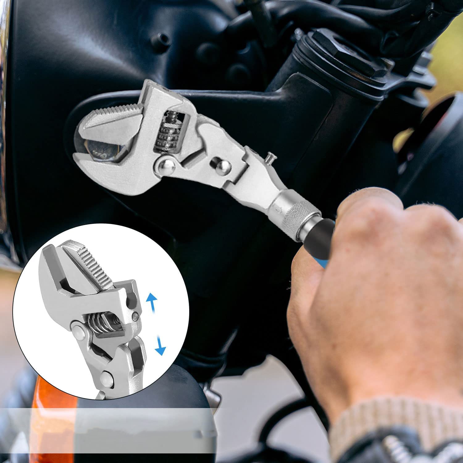 Cheie Universala Ajustabila Tip Franceza sau Mops, cu cap rabatabil 180 ...