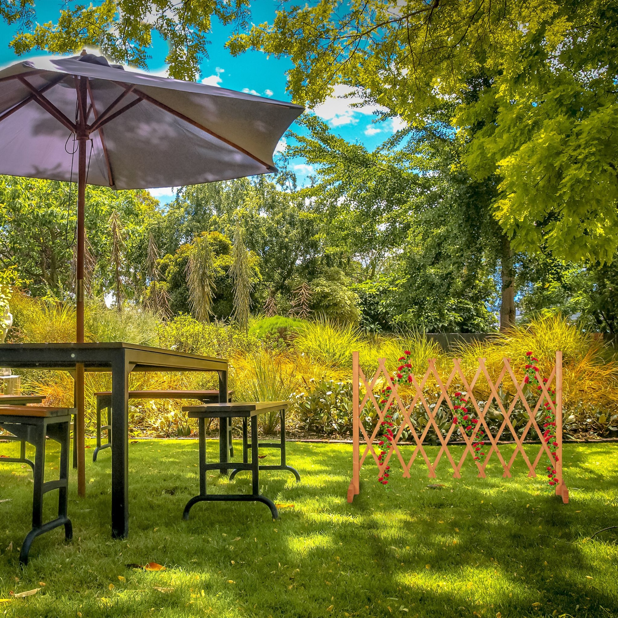 Gard cu zabrele de gradina, extensibil pana la 73 x 180 x 28, lemn de ...