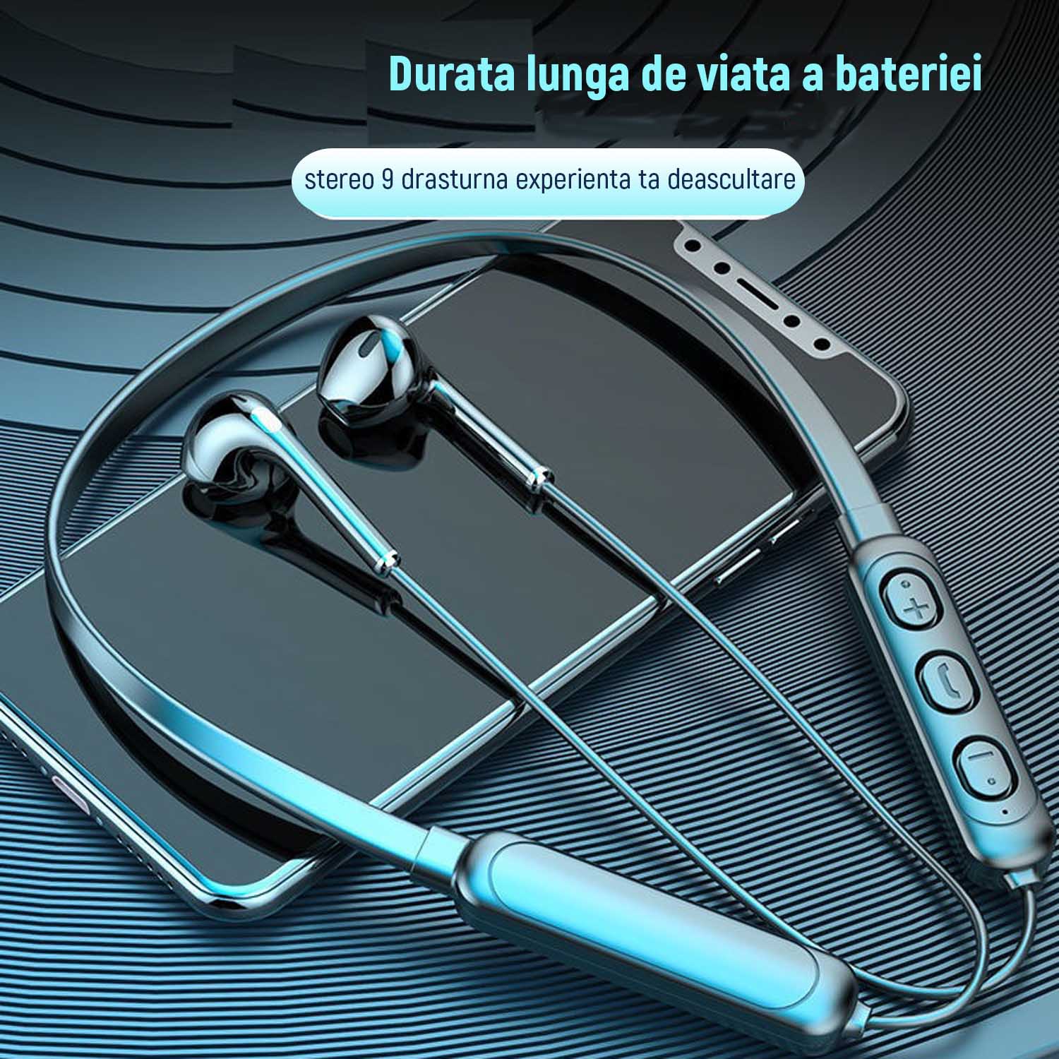 Casti Stereo Bluetooth 5.1, Vaxiuja, Sunet HD, Design ergonomic, Sport ...