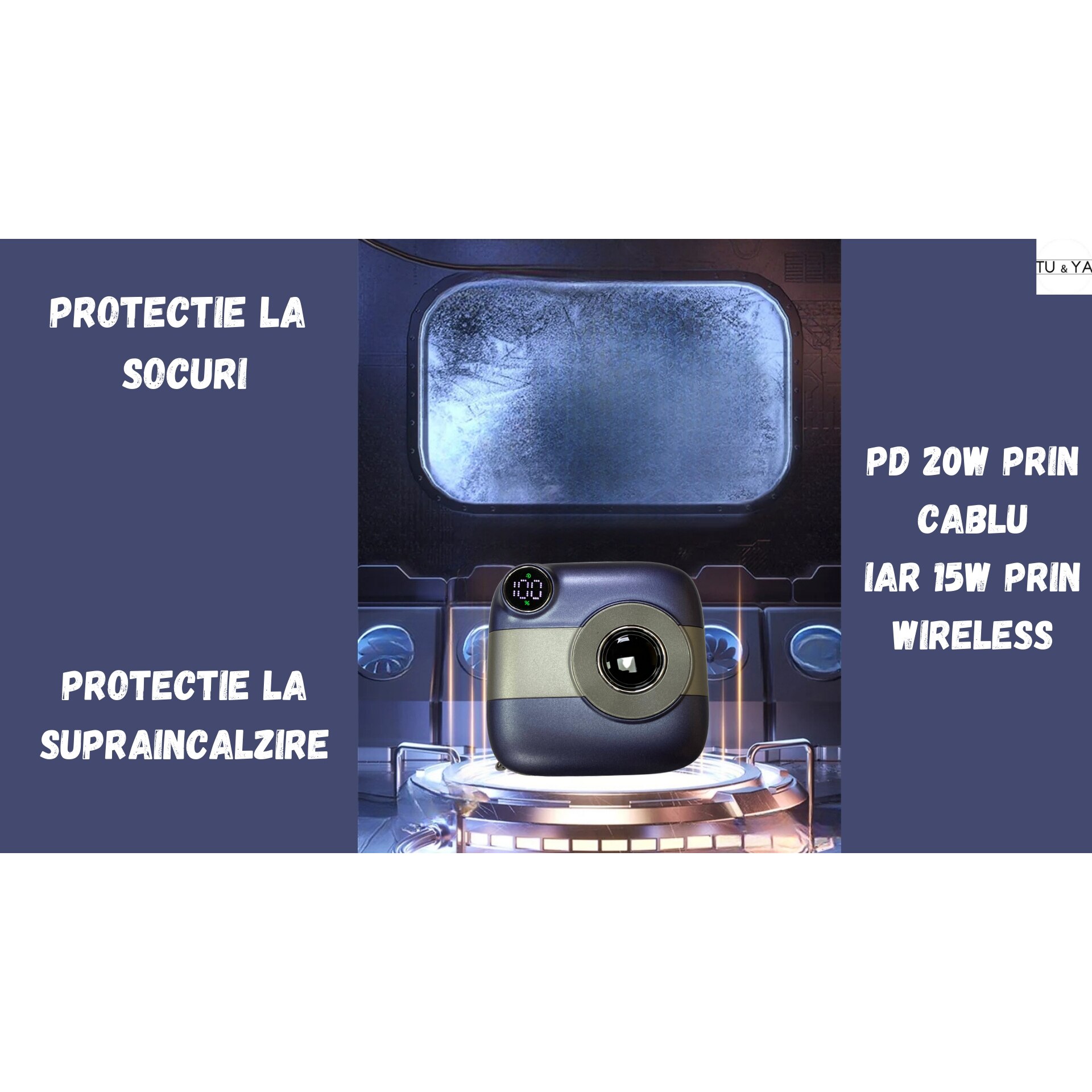 Bateria Externa Wireless Magnetica, Tip Camera TU&YA® 10.000 mAh Fast ...