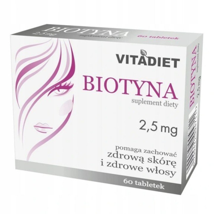 Supliment alimentar, VitaDiet Biotina 2,5mg, 60 tablete - eMAG.ro