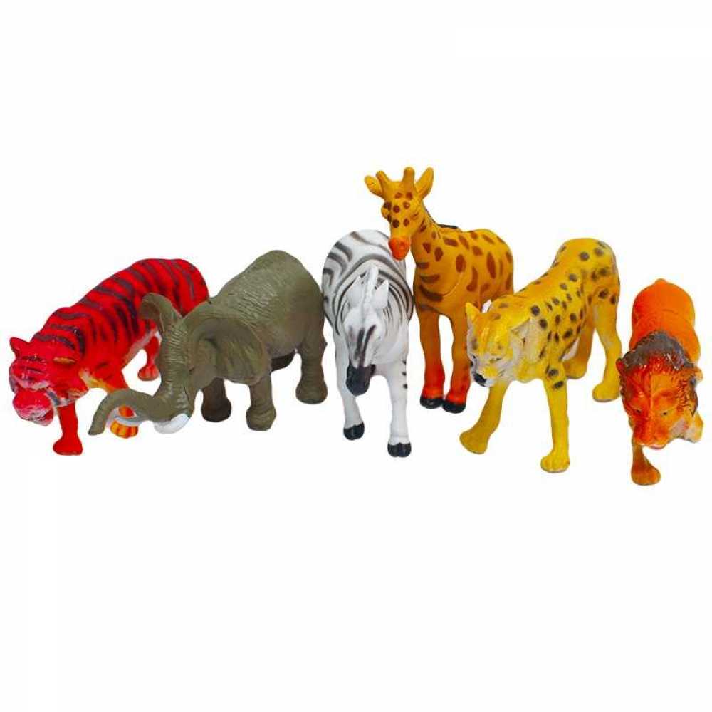 Set 6 figurine animale salbatice, tigru, elefant, zebra, girafa ...