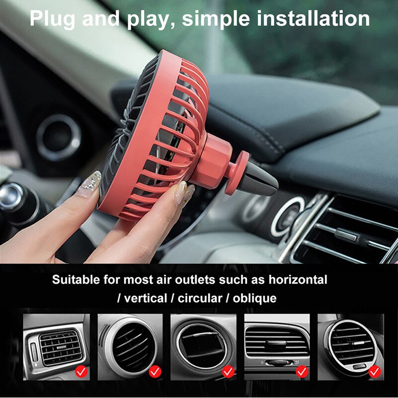 Ventilator USB pentru masina, Plastic, 5W, Rosu - eMAG.ro