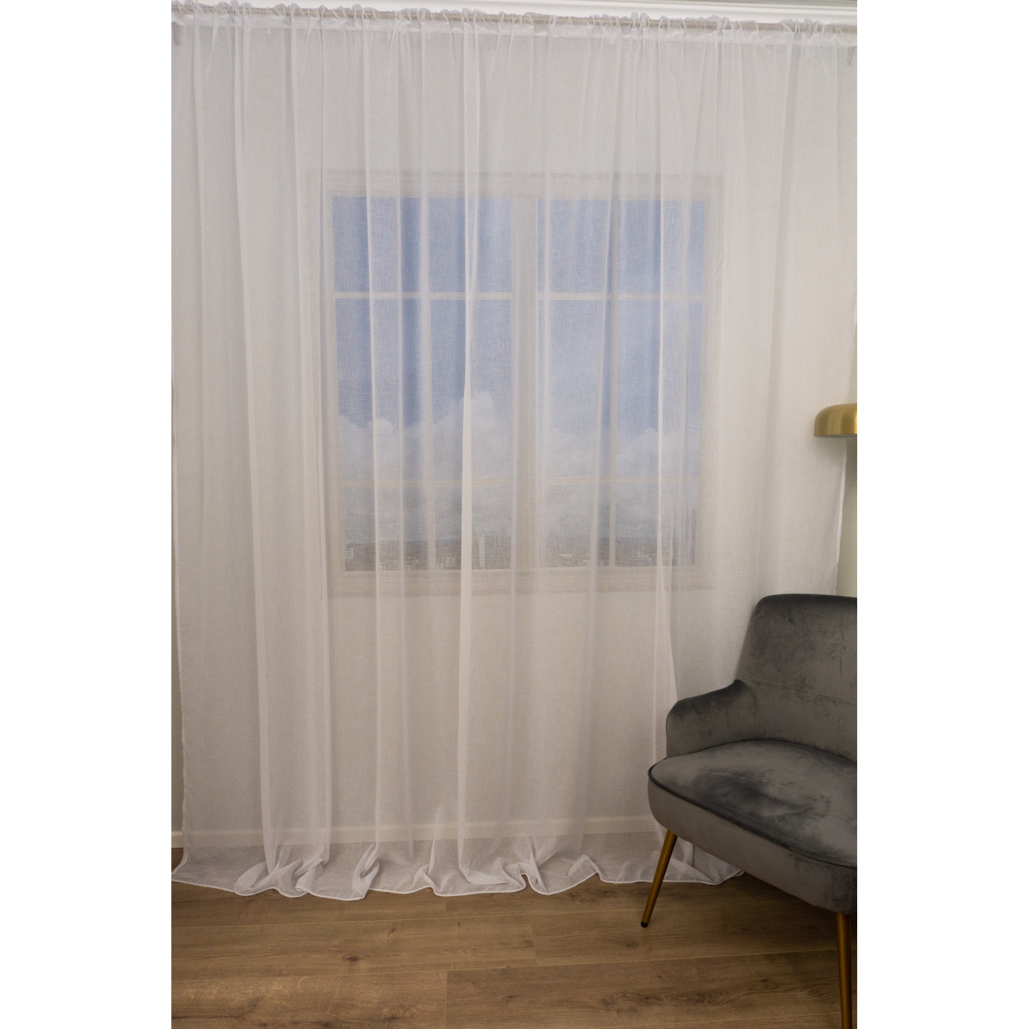 Perdea din In Harnicuta Alb Imaculat 300x245cm cu Rejansa - eMAG.ro