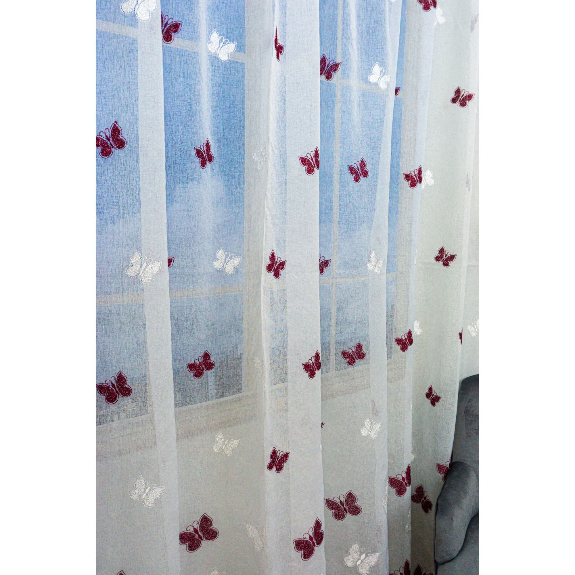 Perdea din In Brodata Harnicuta cu Zborul Fluturilor 300x245cm cu ...