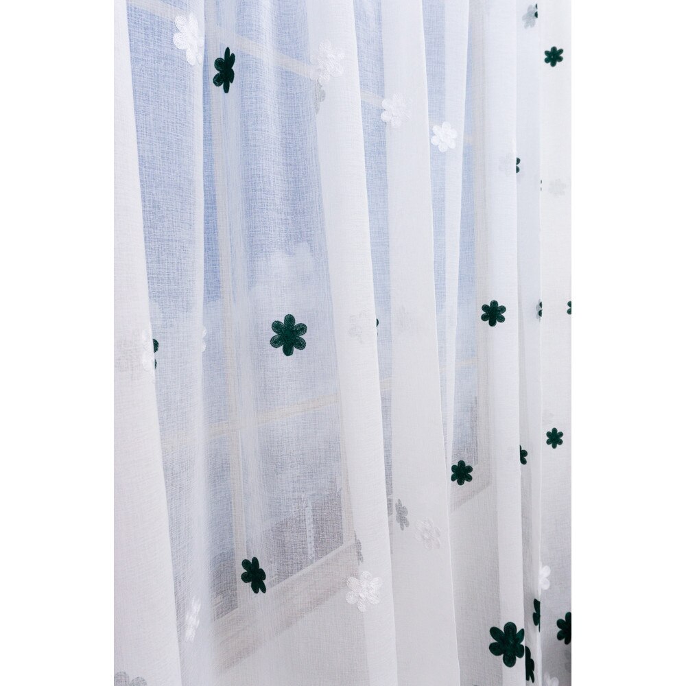 Perdea din In Harnicuta cu Petale Verzi 300x245cm cu Rejansa - eMAG.ro