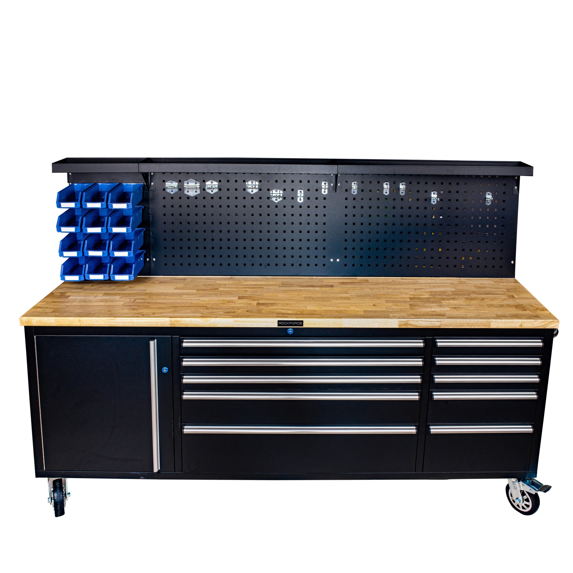 Banc de lucru profesional cu blat de lemn pentru atelier cu panou ...