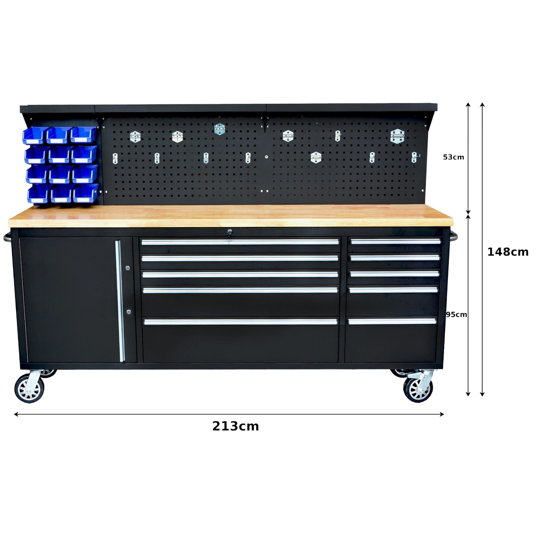 Banc de lucru profesional cu blat de lemn pentru atelier cu panou ...