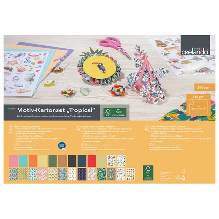 Креативна хартия CRELANDO Scrapbook, картонено блокче с тропически ...