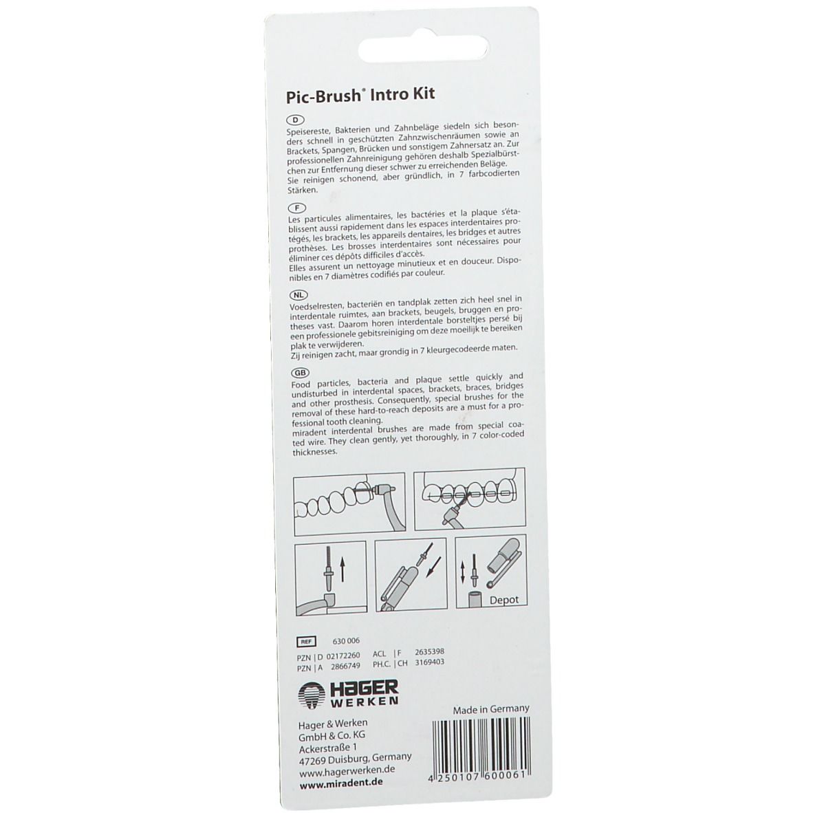 Perii Interdentare Kit, 4 Bucati, Miradent, 1 Suport Roz Transparent ...