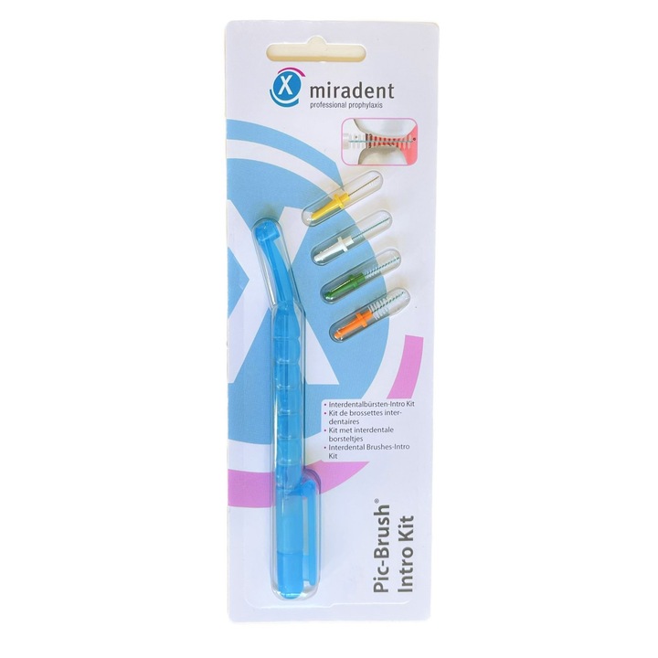 Perii Interdentare Kit, 4 Bucati, Miradent, 1 Suport Albastru ...
