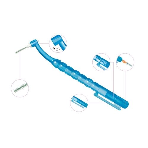 Perii Interdentare Kit, 4 Bucati, Miradent, 1 Suport Roz Transparent ...