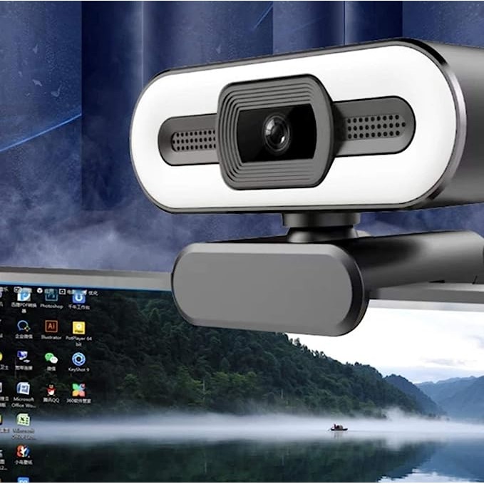 Camera web 4K, LED ajustabil pe 3 nivele intensitate, Microfon HI-FI ...