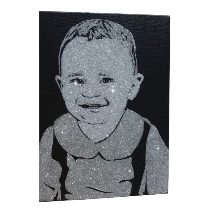 Tablou personalizat cu sclipici argintiu, handmade, 30x40 cm - eMAG.ro