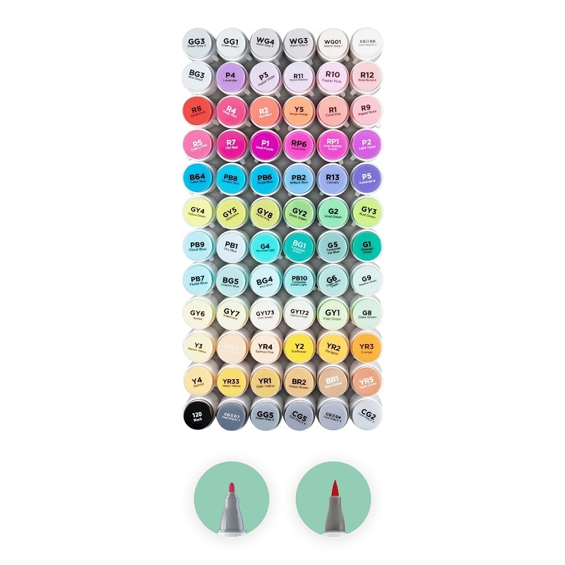 Set 72 Markere Ohuhu, Pe Baza De Alcool, Varf Dublu Brush Si Fine ...