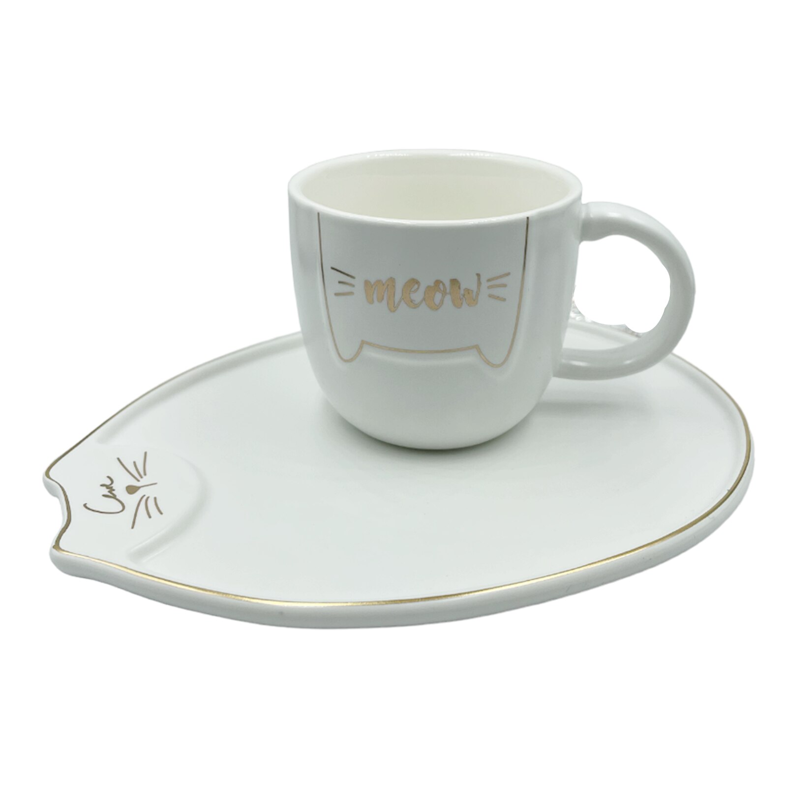 Set ceasca pisica si farfurie Binx 200ml, Alb, Ceramica - eMAG.ro