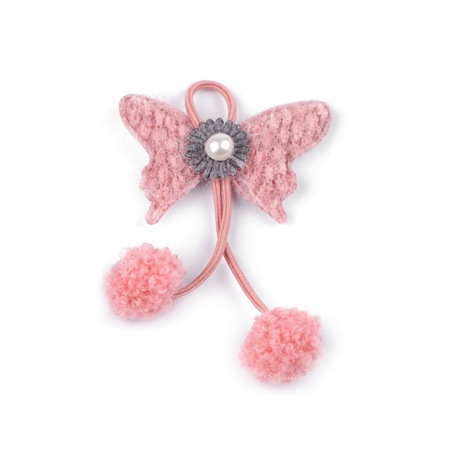 Accesoriu textil decorativ pentru haine, 43 x 65 mm, Fluture roz pudrat ...