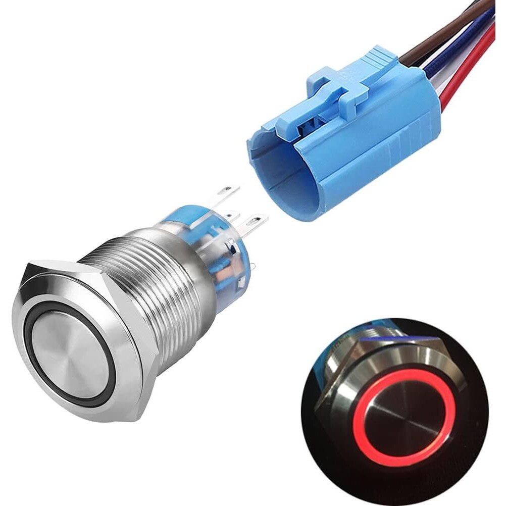 Buton Metalic, 220V, 19mm, cu Revenire Led Rosu - eMAG.ro