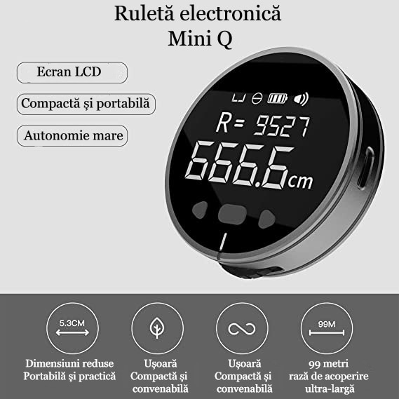 Ruleta Electrica Rotunda Digitala Ventlex®, cu ecran LCD, incarcare USB ...