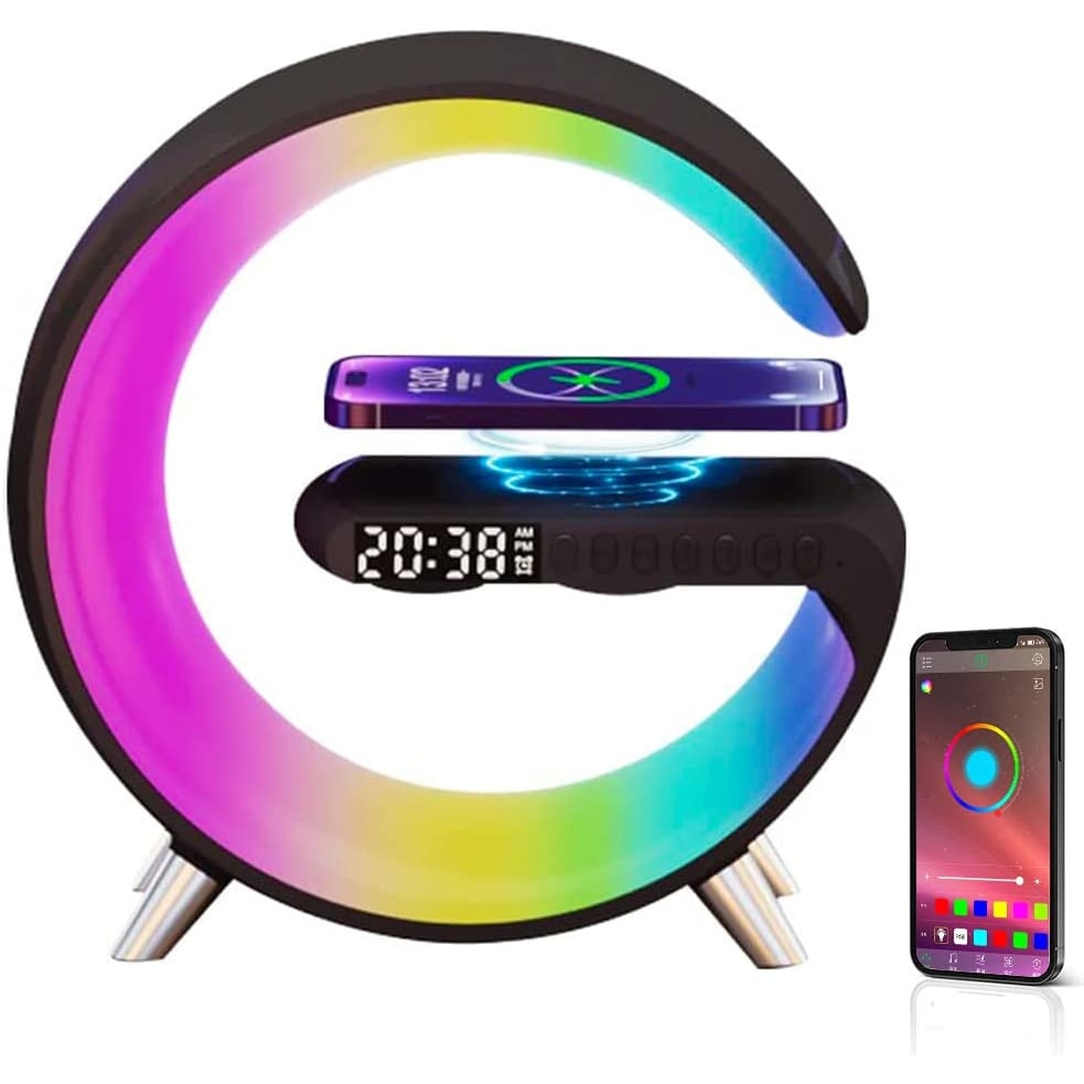 Lampa Smart LED RGB si Incarcator Wireless 15W Ventlex®, Lumini Ambientale, Sincronizare ...