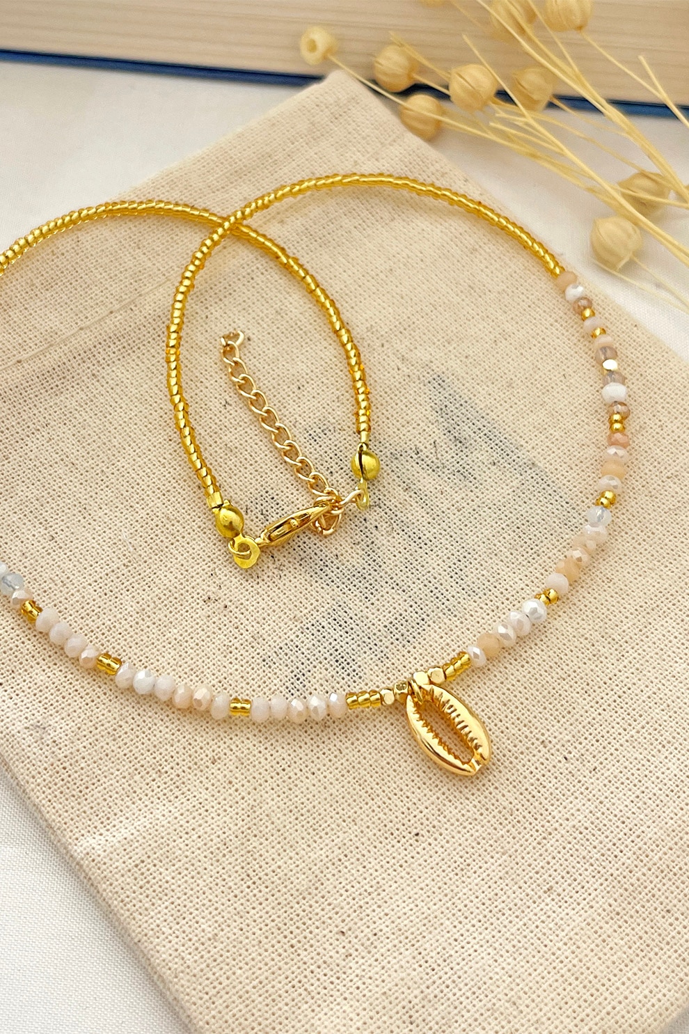 Atelier Miu, Colier ajustabil cu margele, Auriu - eMAG.ro