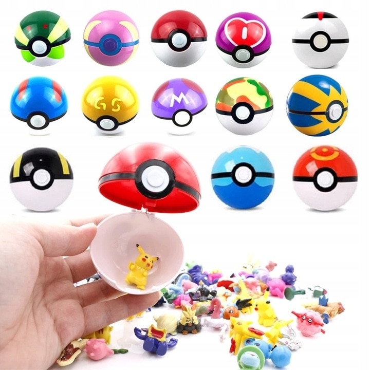 Set 4 Pokeball, Pokemon, PVC/Plastic, 8cm/5cm, Multicolor - eMAG.ro