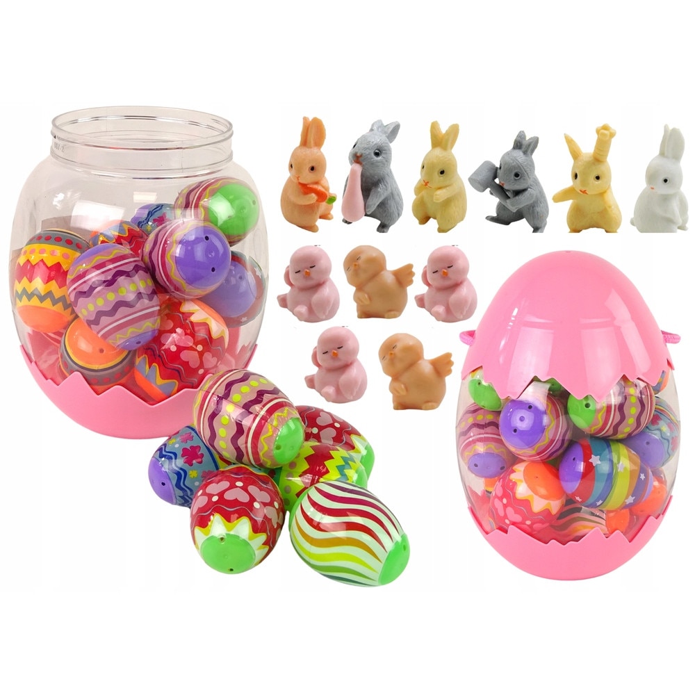 Set oua de paste cu figurina surpriza, Leantoys, Plastic, 6 cm ...