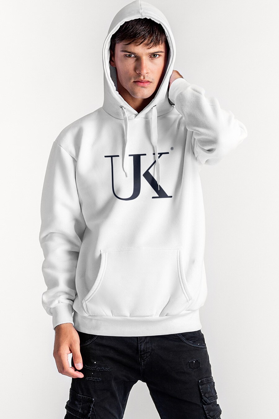 Hanorac barbati UnitedKind, Bigger UK Blue, Bumbac, Alb, XL - eMAG.ro