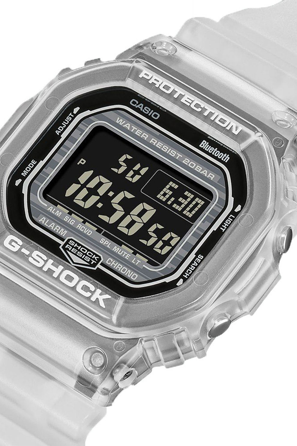 Casio, Ceas digital cu functii multiple G-Shock, Alb - eMAG.ro