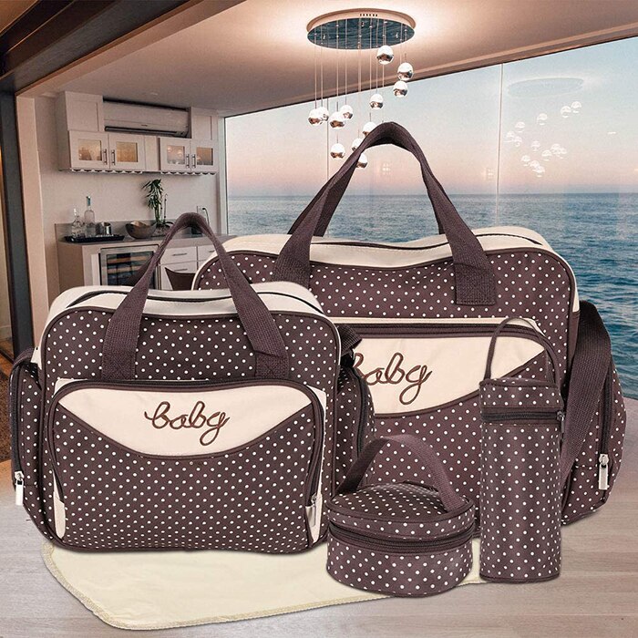 Set 2 genti pentru bebelusi/3 accesorii bebelusi, Kosiil, Nylon, Maro ...