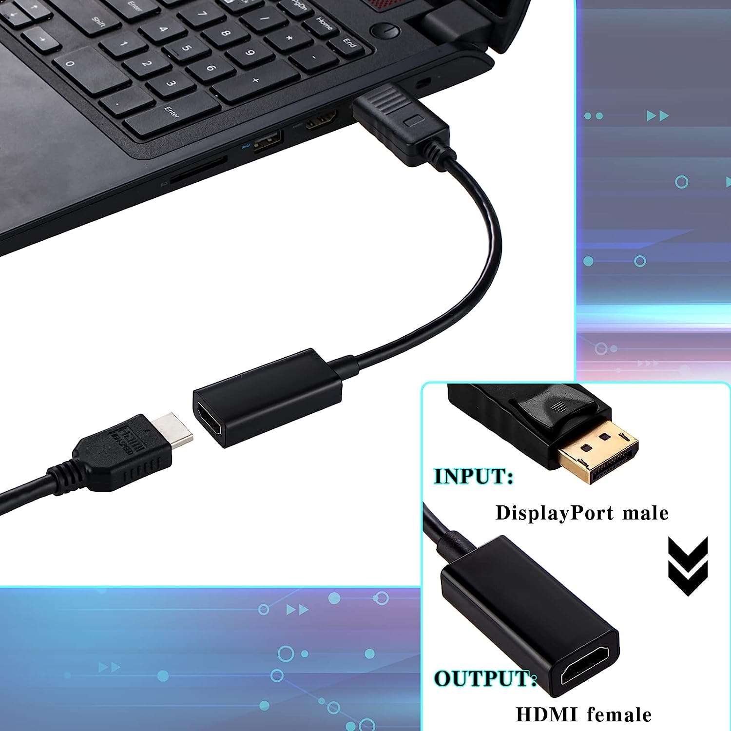 Cablu adaptor monitor, YATOVUR, DisplayPort/HDMI, Negru - eMAG.ro