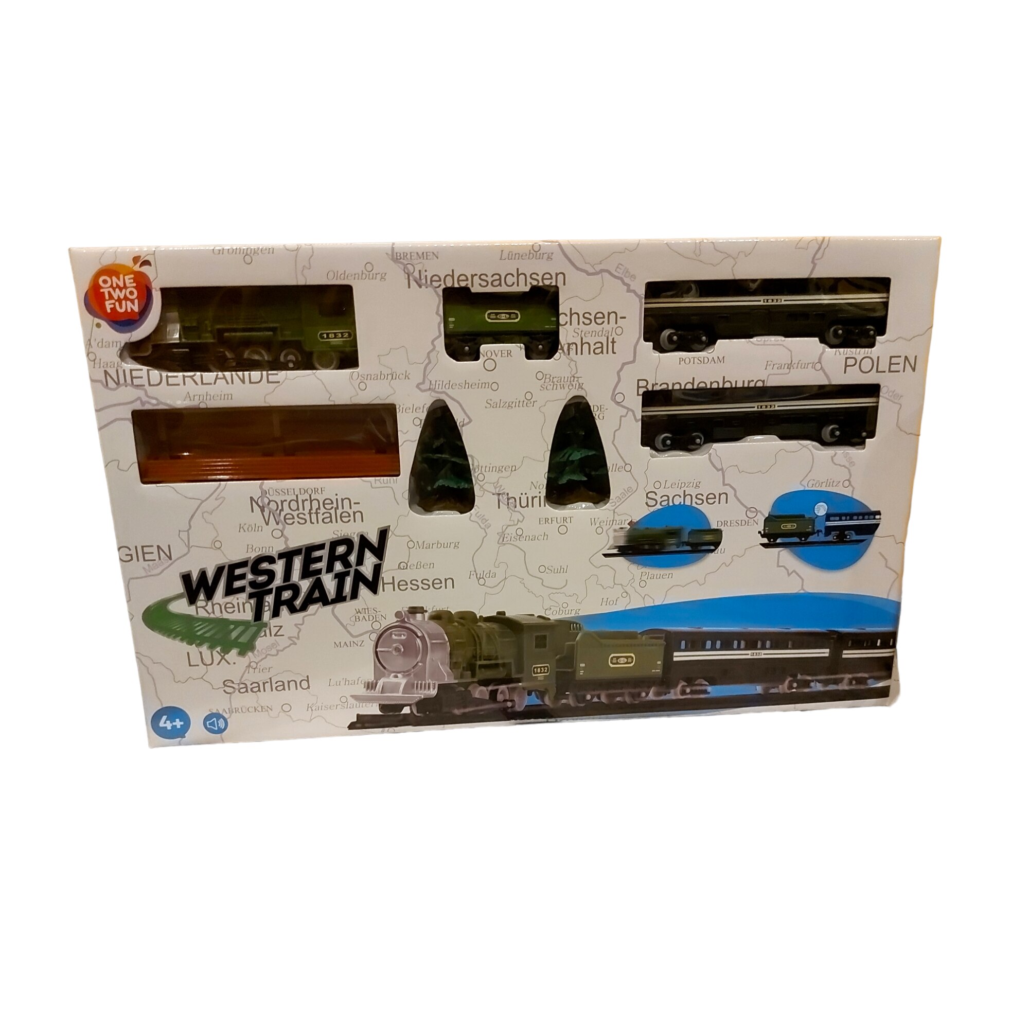 Set tren electric cu accesorii, Locomotiva cu 3 vagoane - eMAG.ro