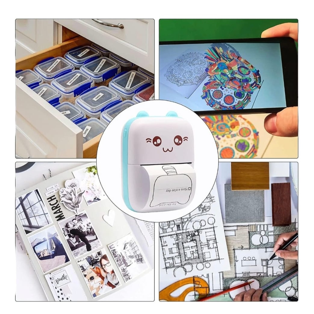 Set Imprimanta termica C9 pentru copii, 5 role, compatibil iOS/Android ...