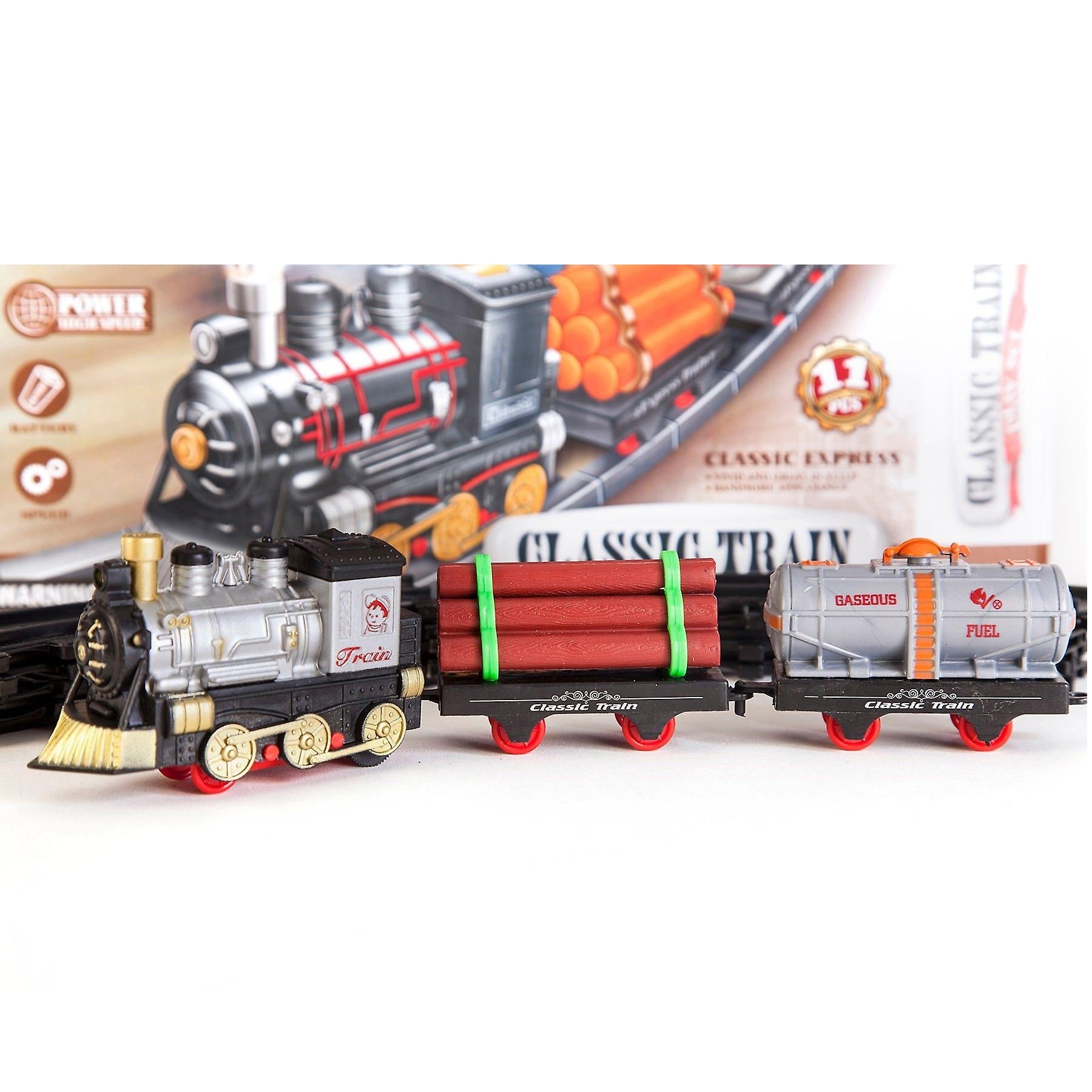 Trenulet electric de jucarie Classic, cu sunete si lumini, 11 piese, 46 ...