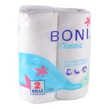 Кухненска хартия Boni Classic Perfex, 2 слоя, 2 ролки/комплект - eMAG.bg