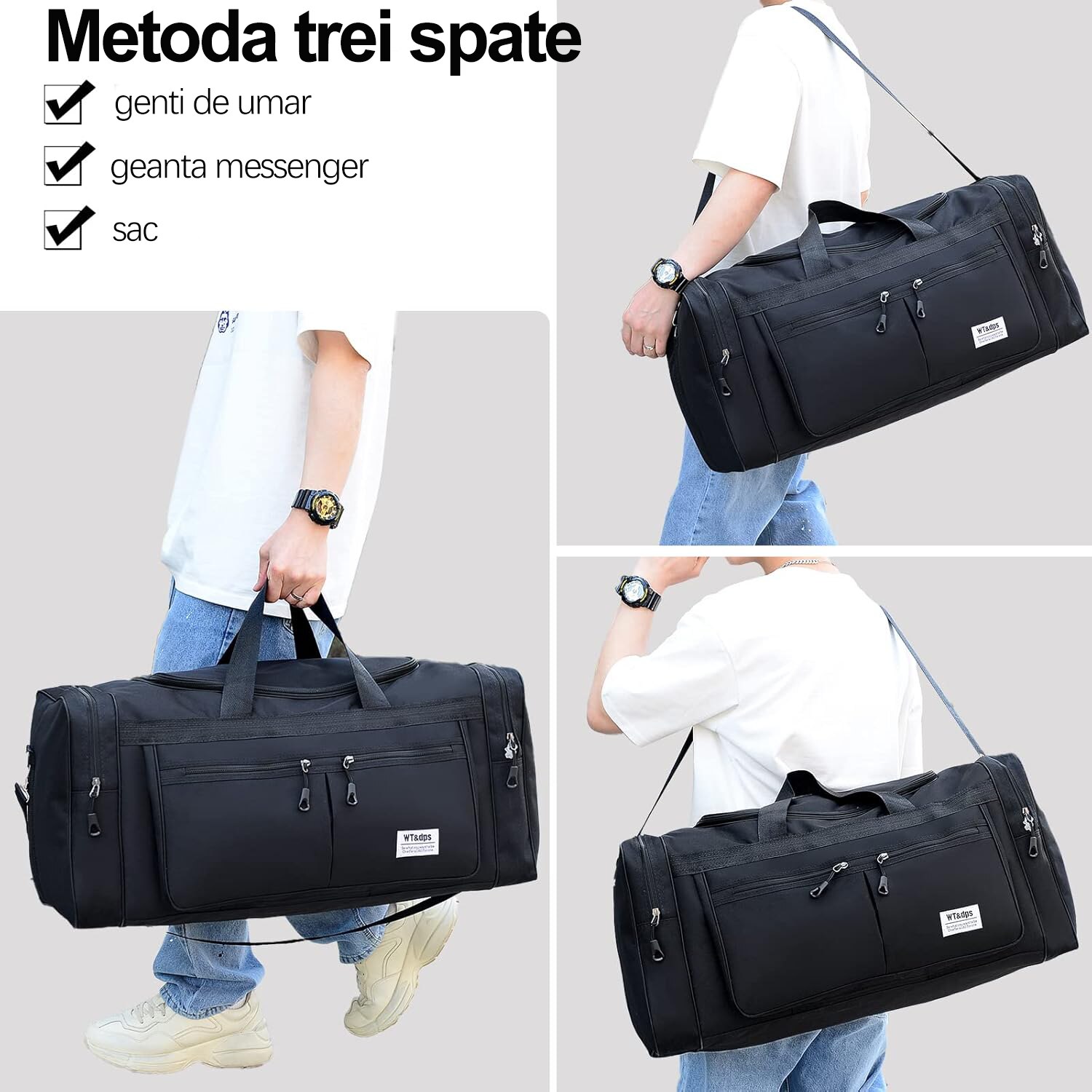 Genti voiaj 60L-75L, Sac de voiaj pliabil mare, BYONDSELF®, pentru ...