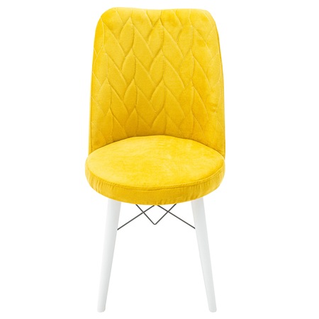Scaun DENVER Frankfurt, galben, picioare lemn albe, tapitat, stofa ...