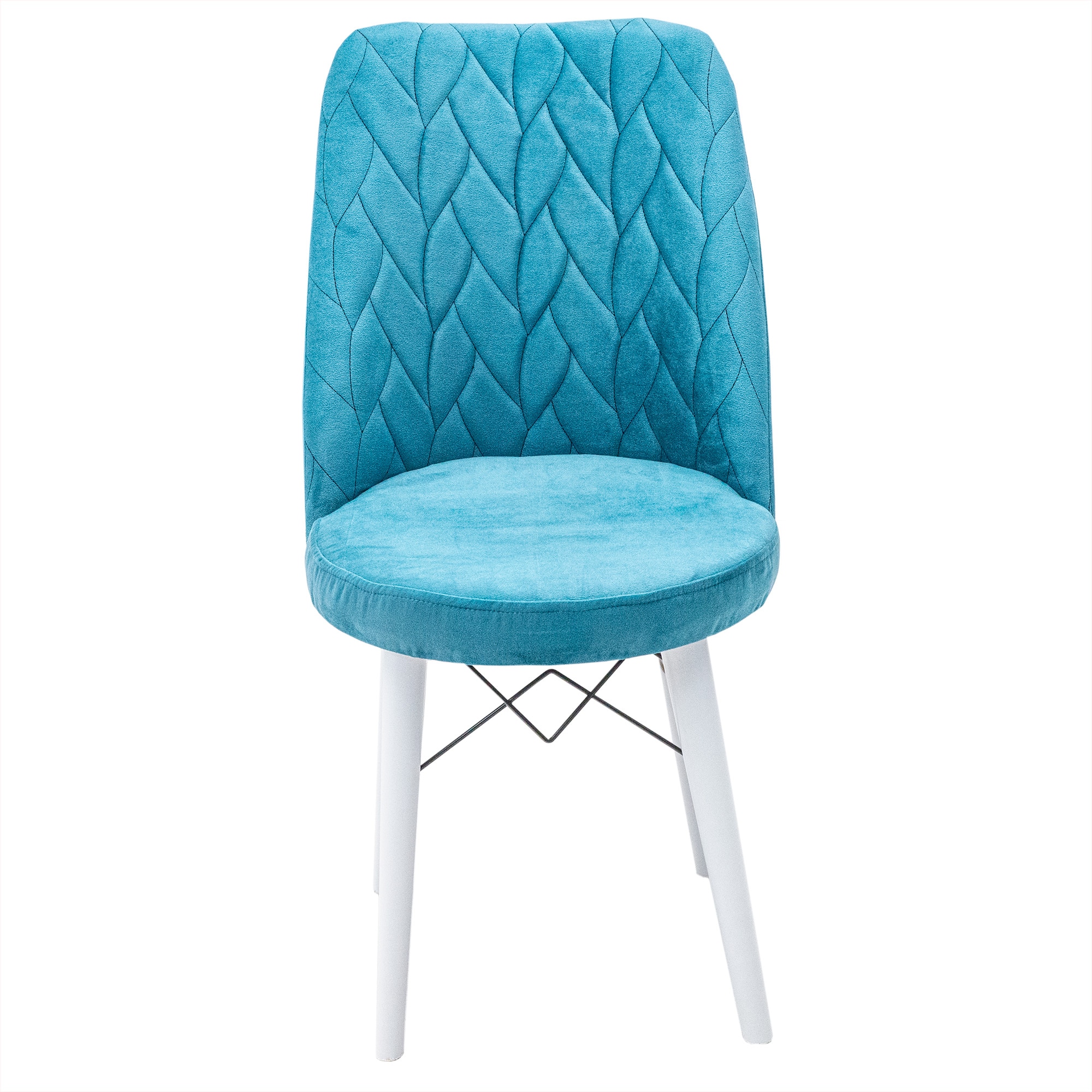 Scaun DENVER Frankfurt, turcoaz, picioare lemn albe, tapitat, stofa ...